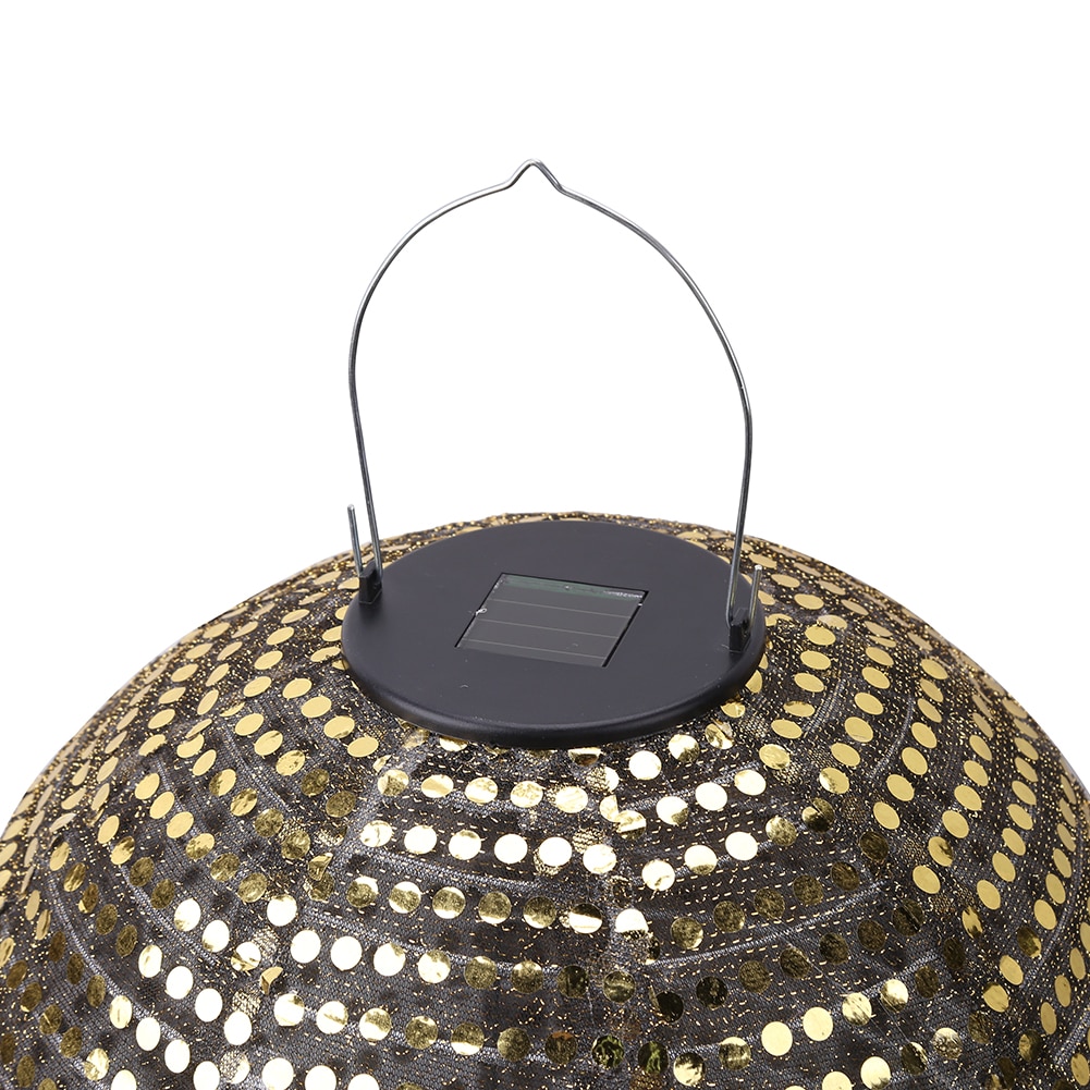 Gold Sequin Solar Hanging Lantern (20cm) | Solar Lights